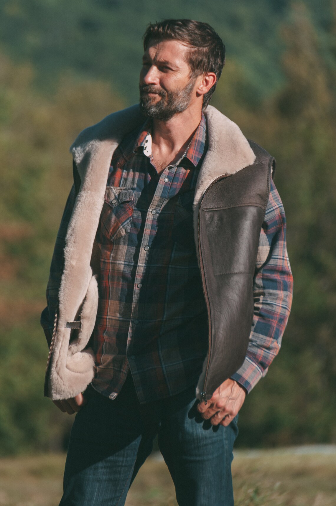 Sheepskin Mens Vest, Shearling Real Fur Vest, Sheepskin Vest for Men ...