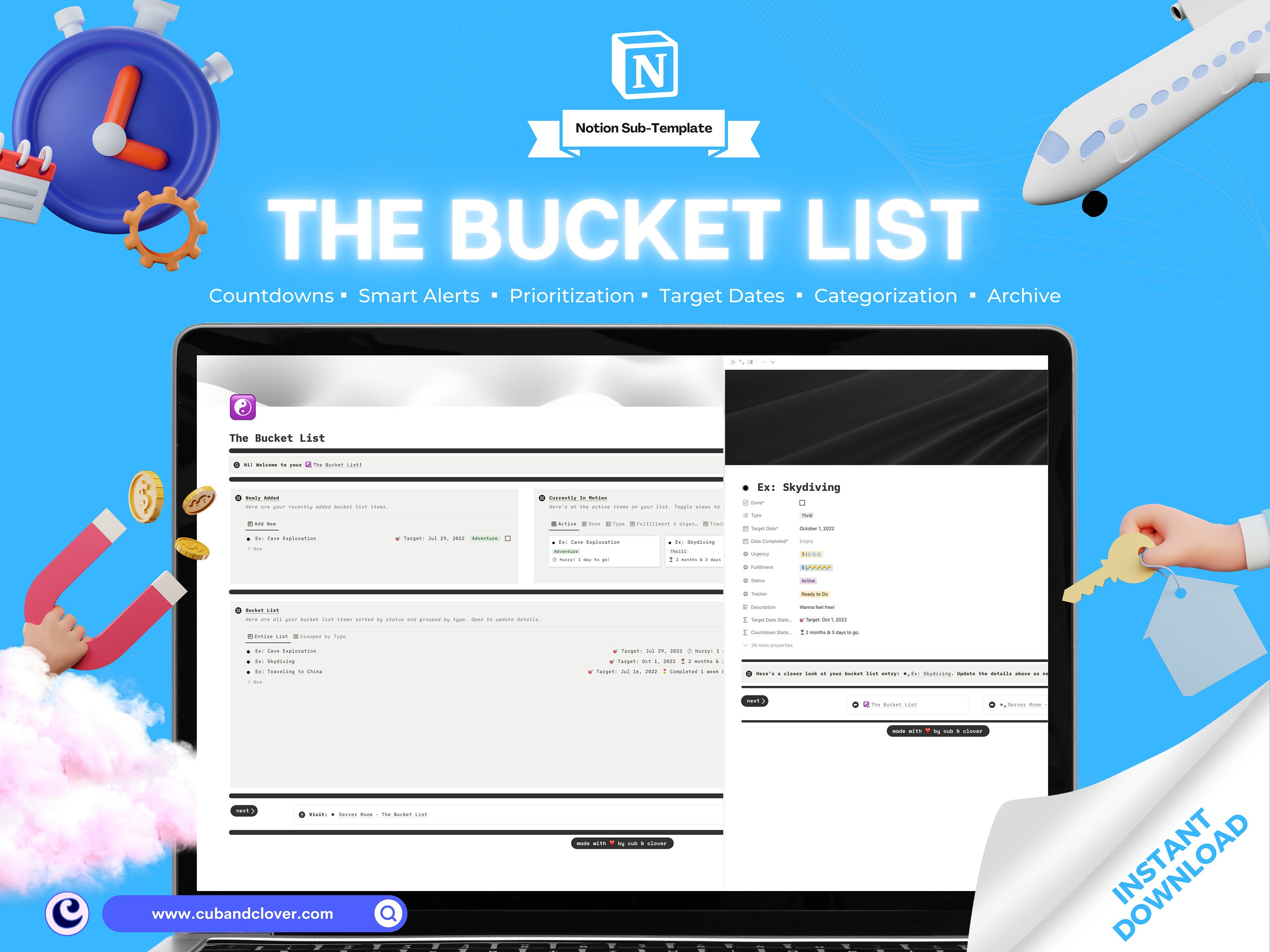 Notion Template | the Bucket List | Notion Dashboard, Planner, Summer ...