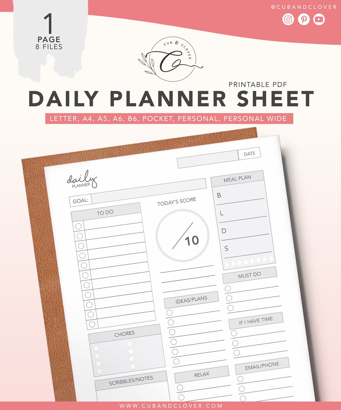 DAILY PLANNER SHEET Printable Monthly Daily Planner, Weekly Planner ...