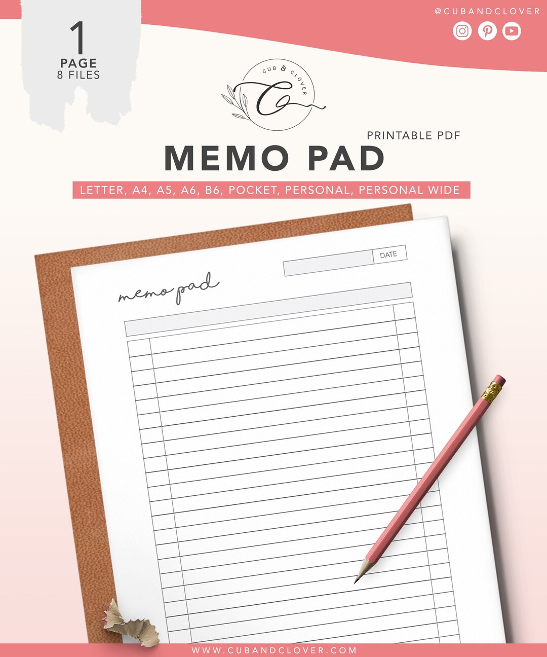 Printable Memo Pad Sheet | Daily Planner, Habit Tracker (PDF) - Etsy