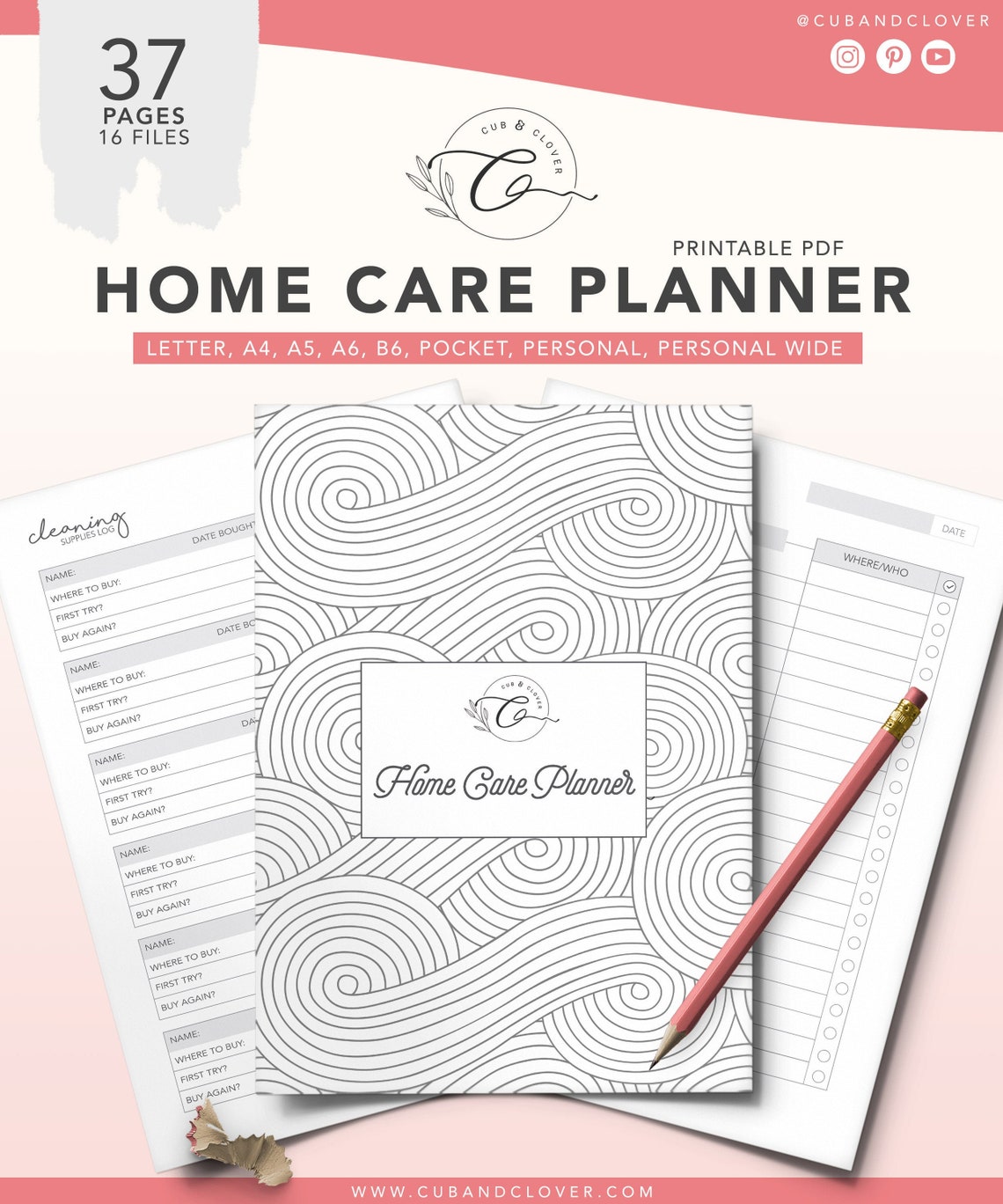 HOME CARE PLANNER Printable Household Cleaning Planner - Etsy