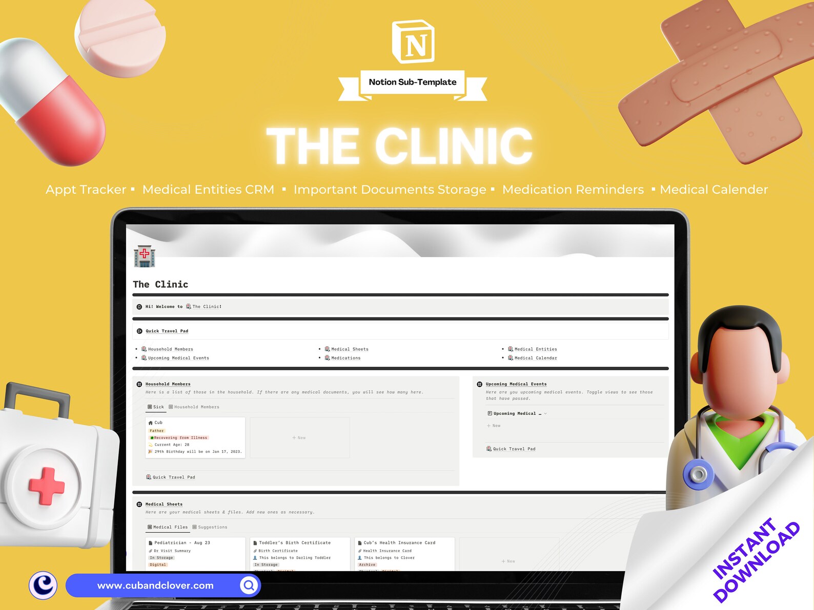 Notion Template the Clinic Notion Planner, Notion Dashboard, Health ...