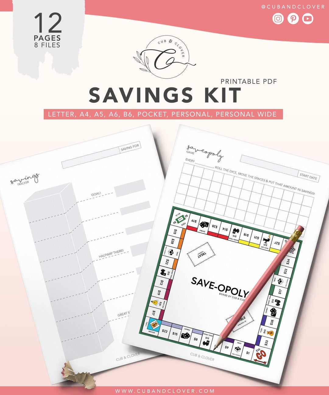 SAVINGS KIT | Printable | Budget Planner, Debt & Bill Tracker, Monthly ...
