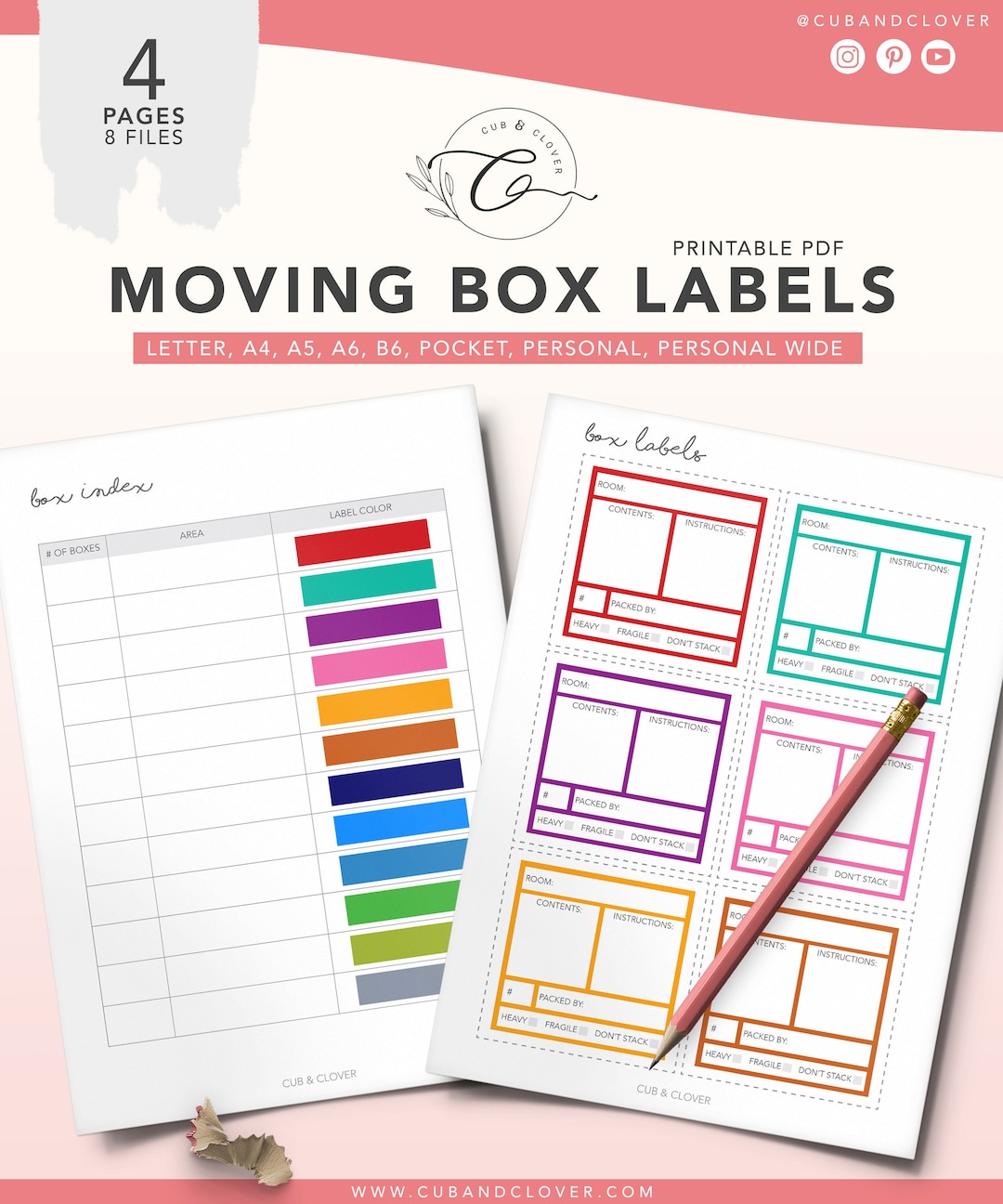 MOVING BOX LABELS | Printable | Household Planner, Cleaning Planner ...