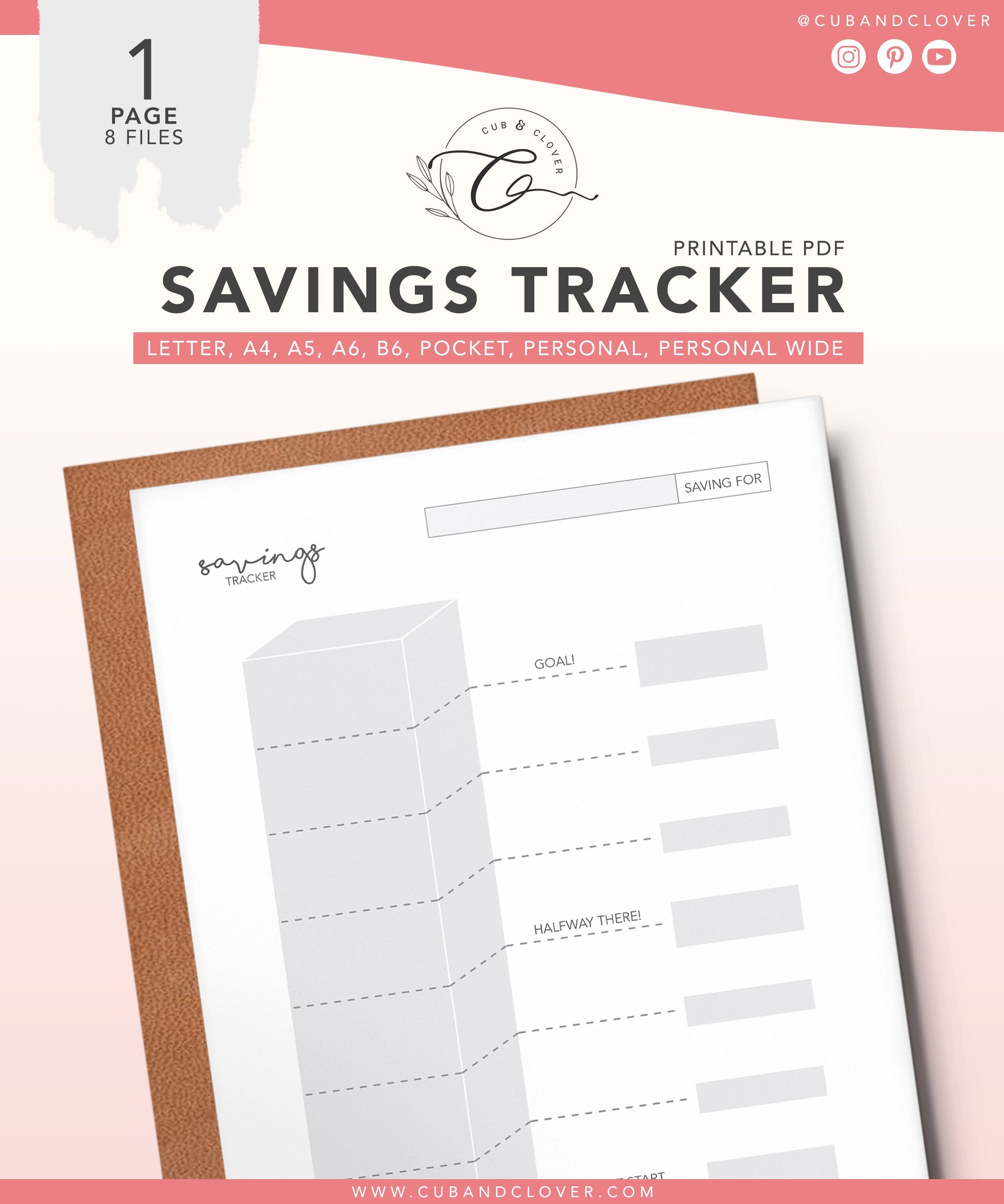SAVINGS TRACKER SHEET | Printable | Budget Planner, Debt & Bill Tracker ...