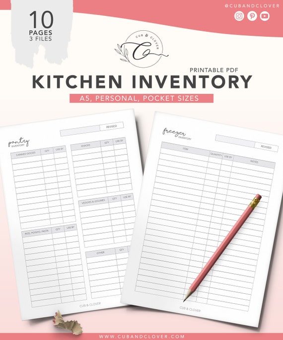 KITCHEN INVENTORY LISTS Printable Weekly Meal Planner | Etsy