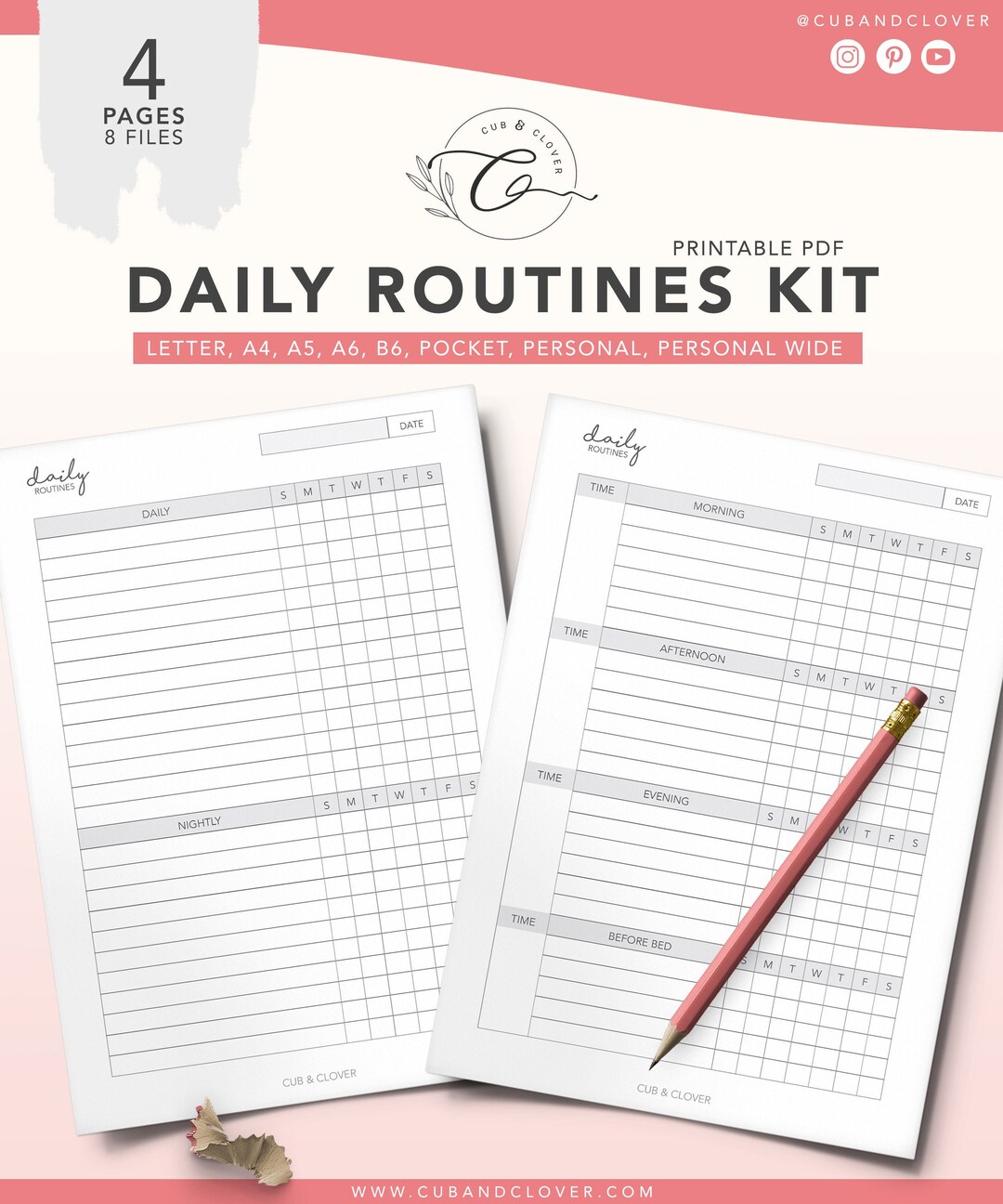 DAILY ROUTINES SHEETS | Printable | Monthly + Daily Planner, Weekly ...