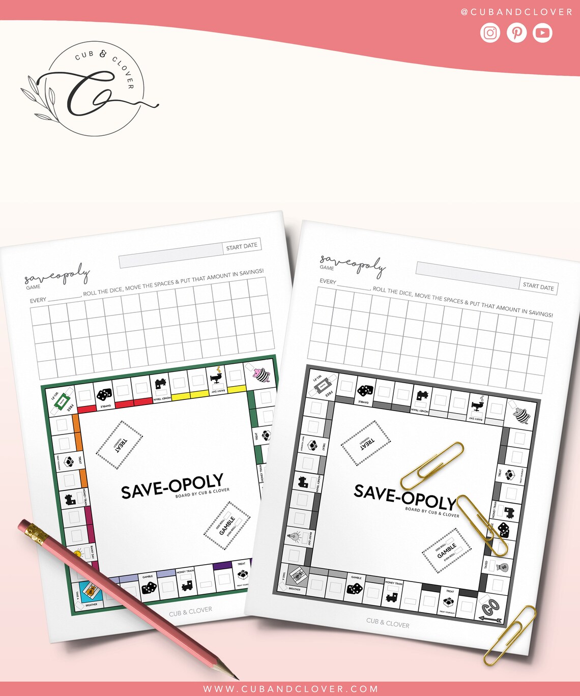 SAVEOPOLY Game | Printable Savings Tracker (PDF) - Etsy