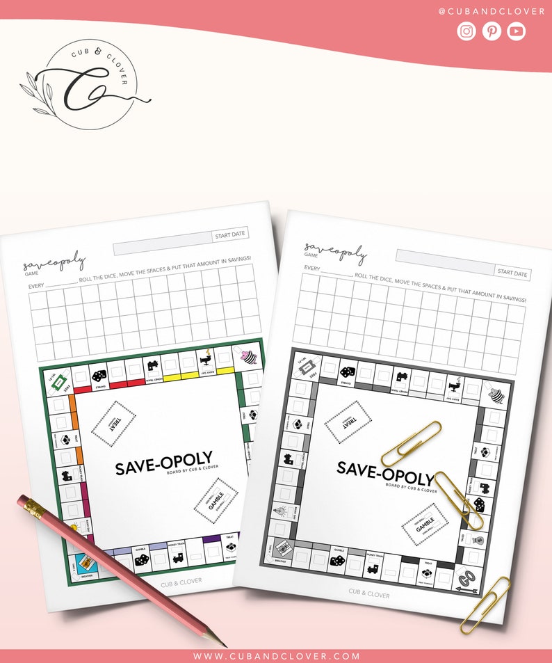 SAVEOPOLY Game | Printable Savings Tracker (PDF) - Etsy