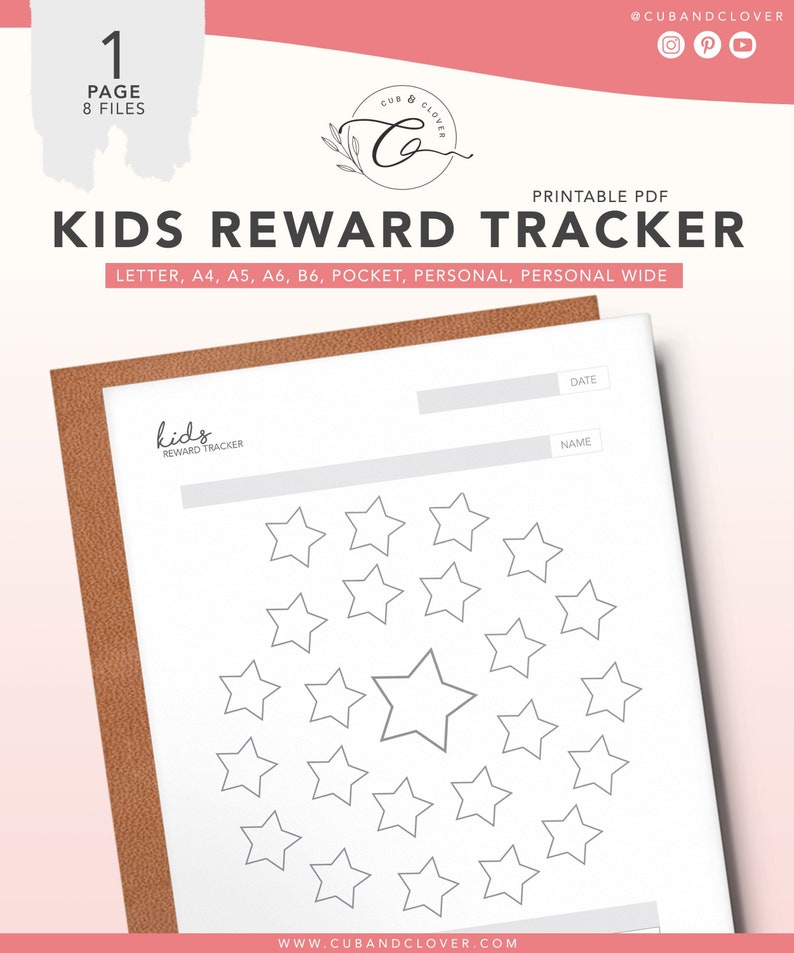 Kids Reward Tracker Printable | Gold Star Chore Chart (PDF) - Etsy