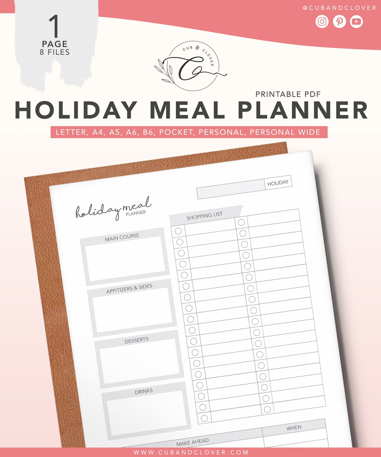 HOLIDAY MEAL PLANNER | Printable | Weekly Meal Planner, Meal Planner ...