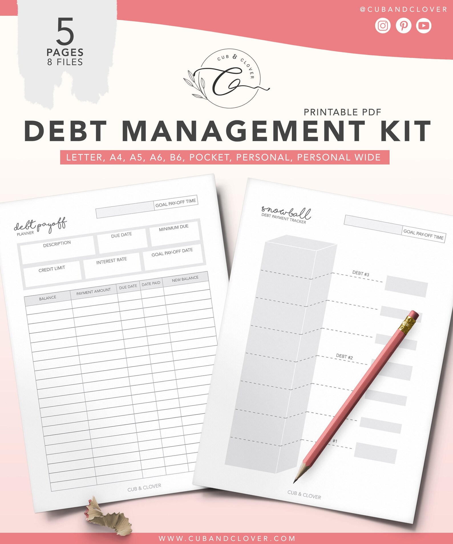 DEBT MANAGEMENT KIT Printable Budget Planner, Debt & Bill Tracker ...