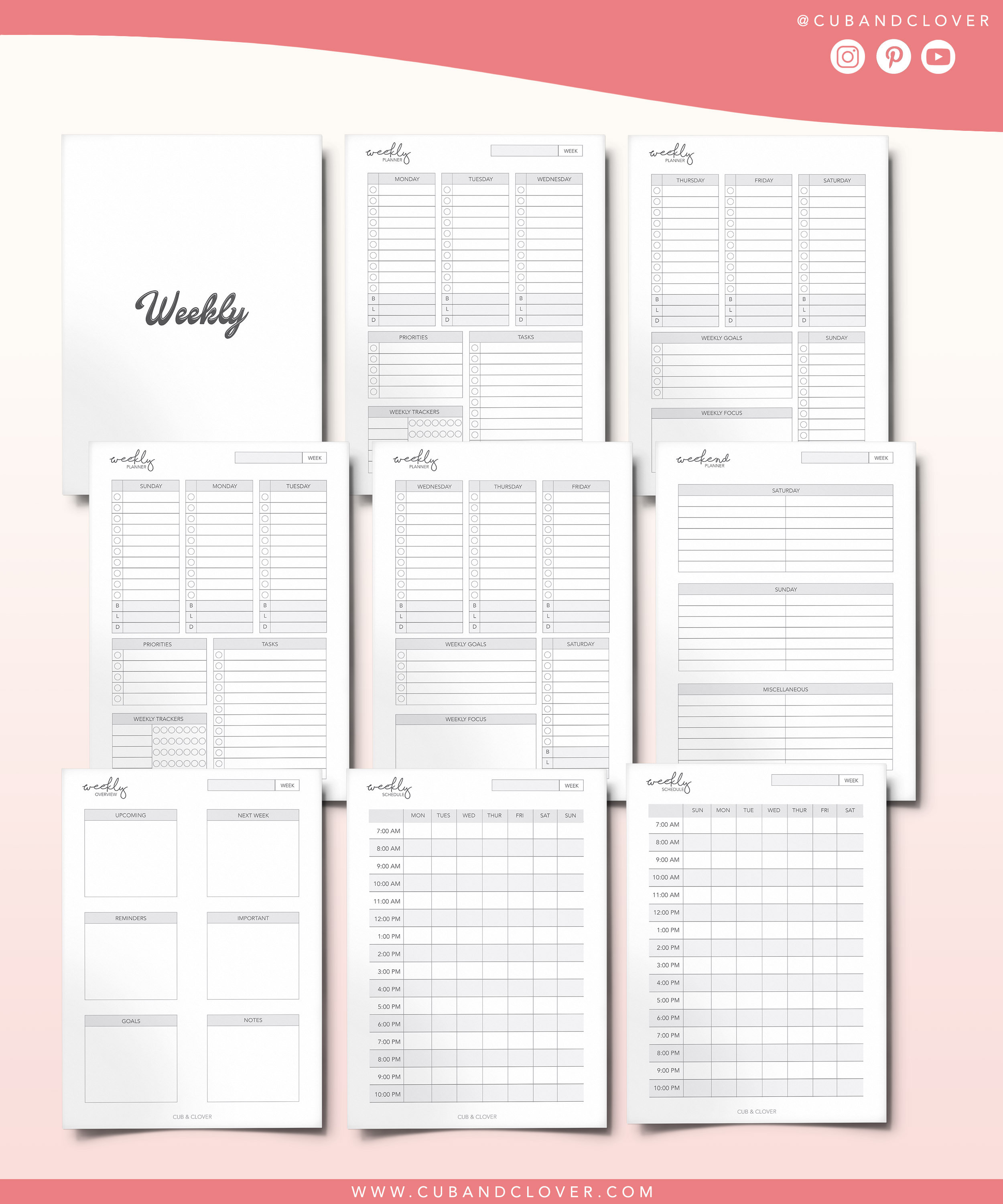 WEEKLY PLANNER KIT Printable Monthly Daily Planner - Etsy