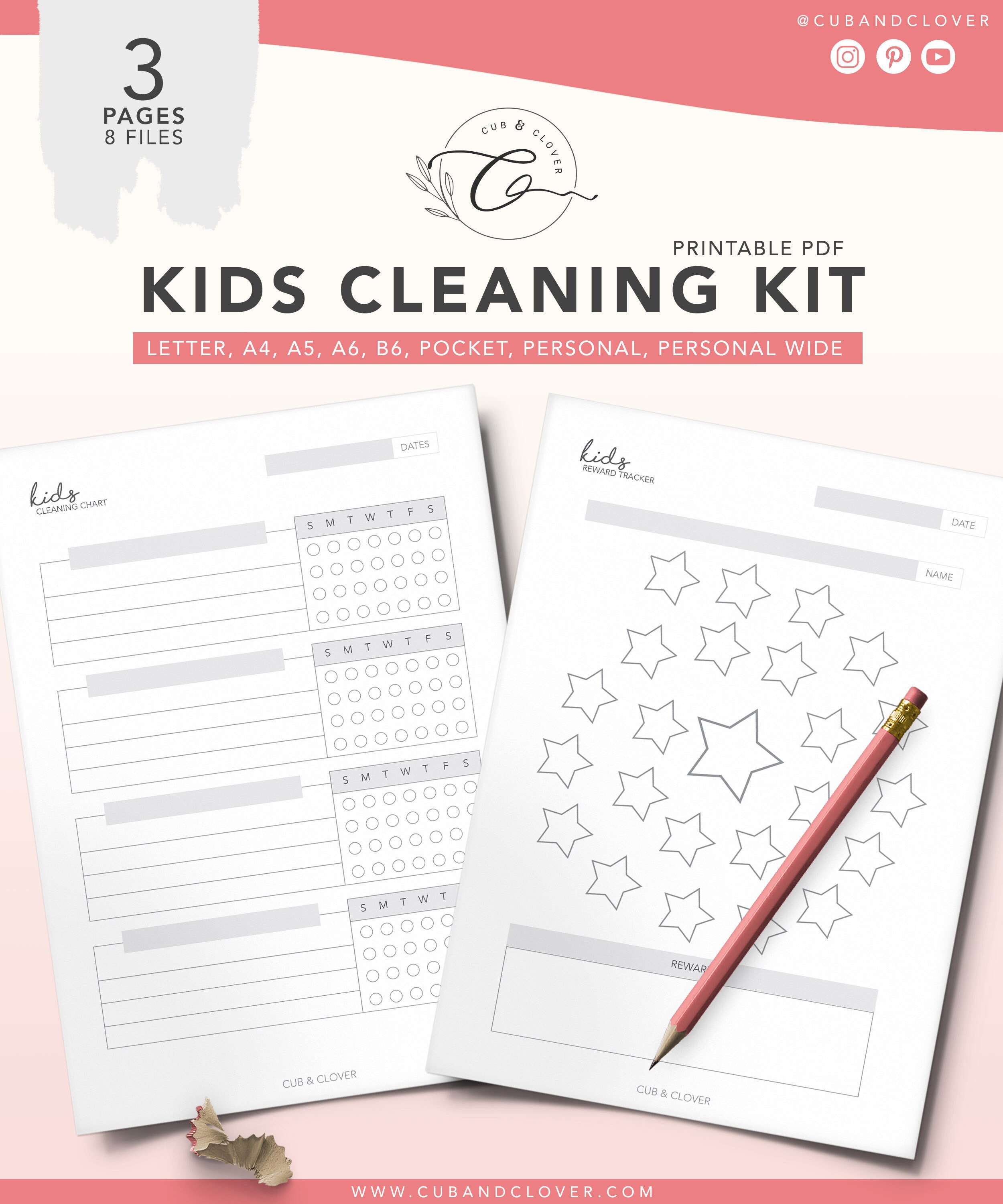KIDS CLEANING KIT | Printable | Household + Cleaning Planner, Weekly ...