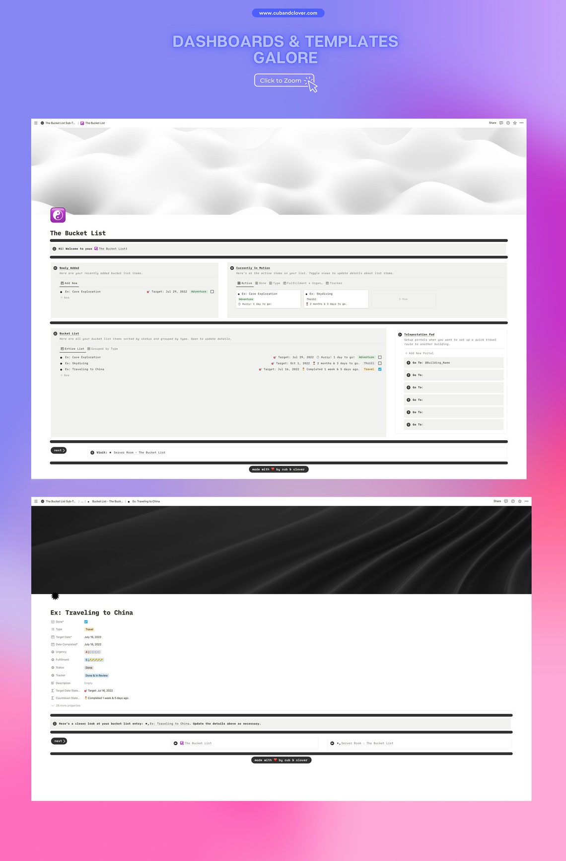 Notion Template the Bucket List Notion Dashboard, Planner, Summer List, Kids Bucket List ...