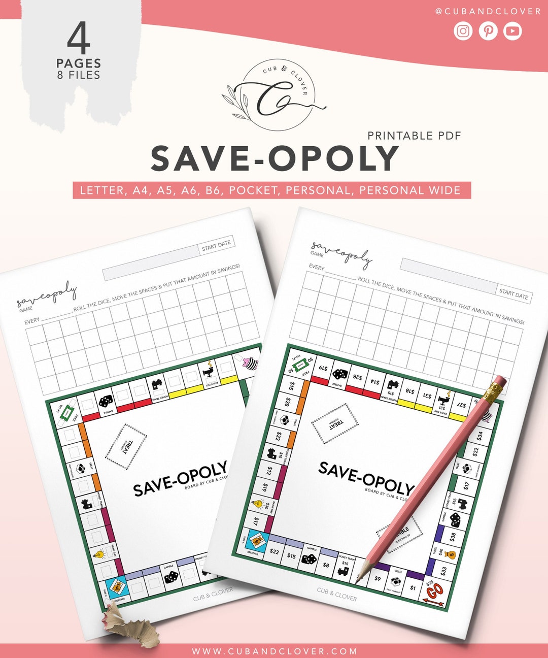 SAVEOPOLY Game | Printable Savings Tracker (PDF) - Etsy