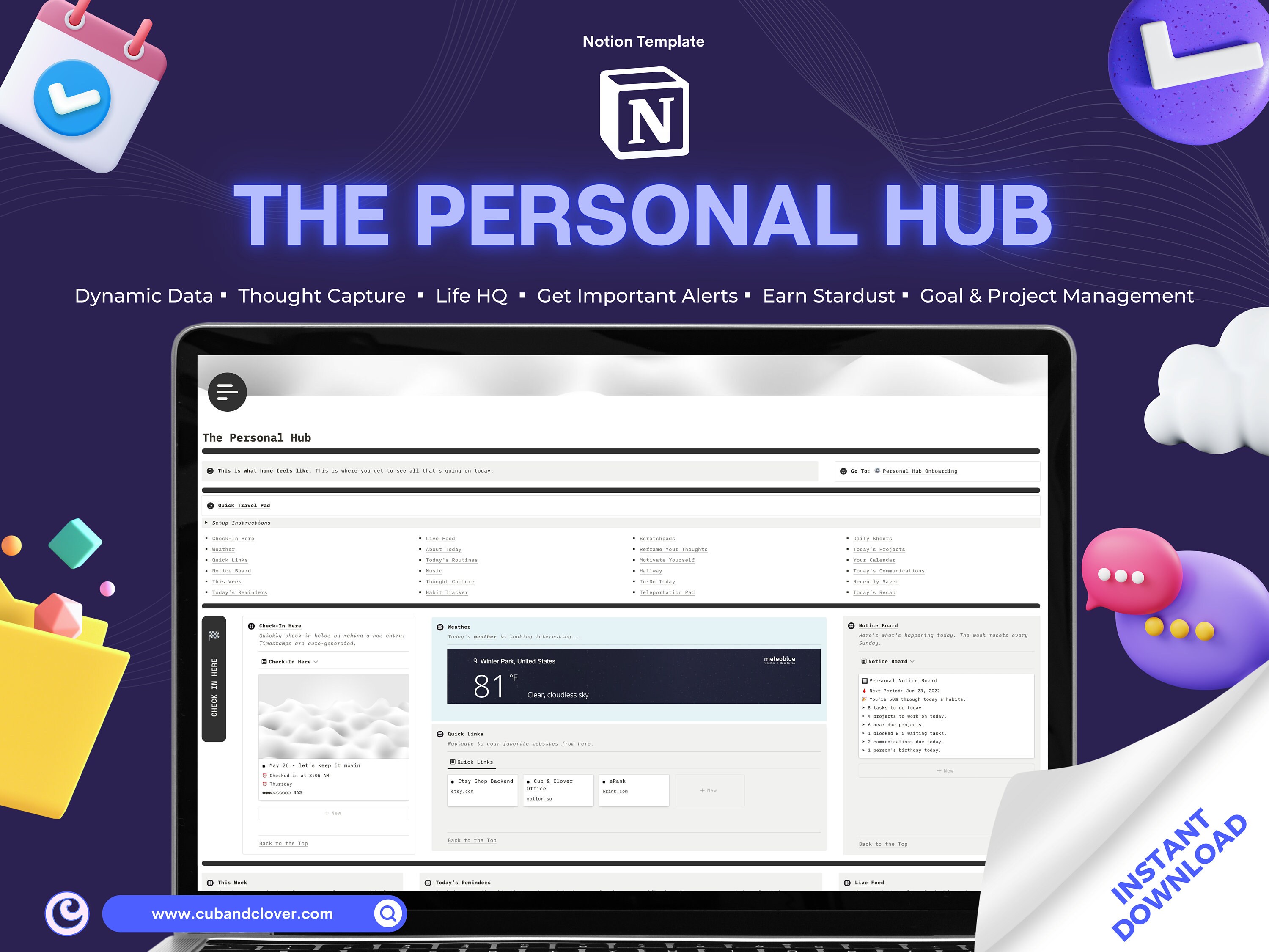 Notion Template the Personal Hub Notion Planner Notion - Etsy