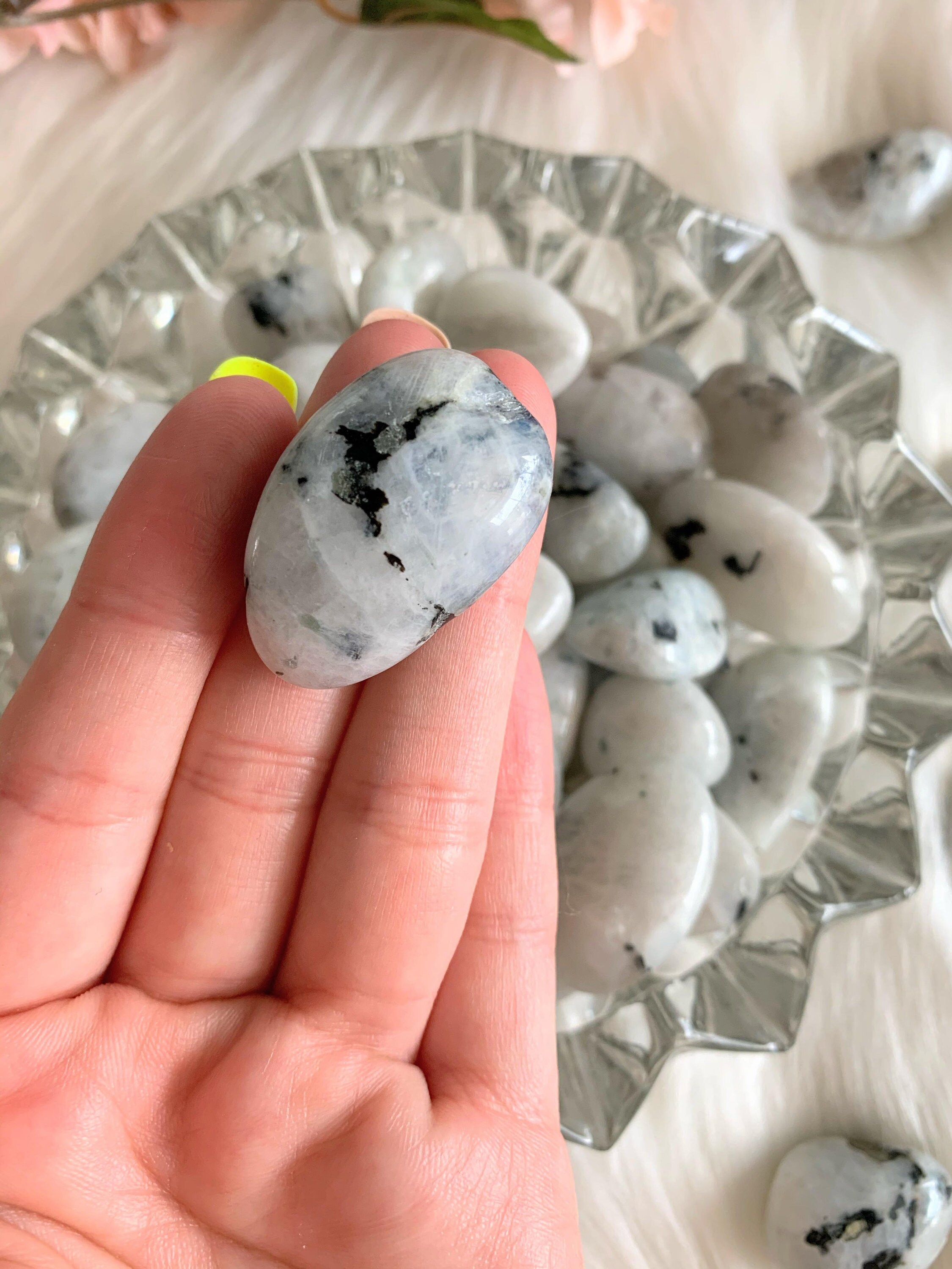 Moonstone Tumbled Stone, Natural Rainbow Moonstone Tumbled Stones ...