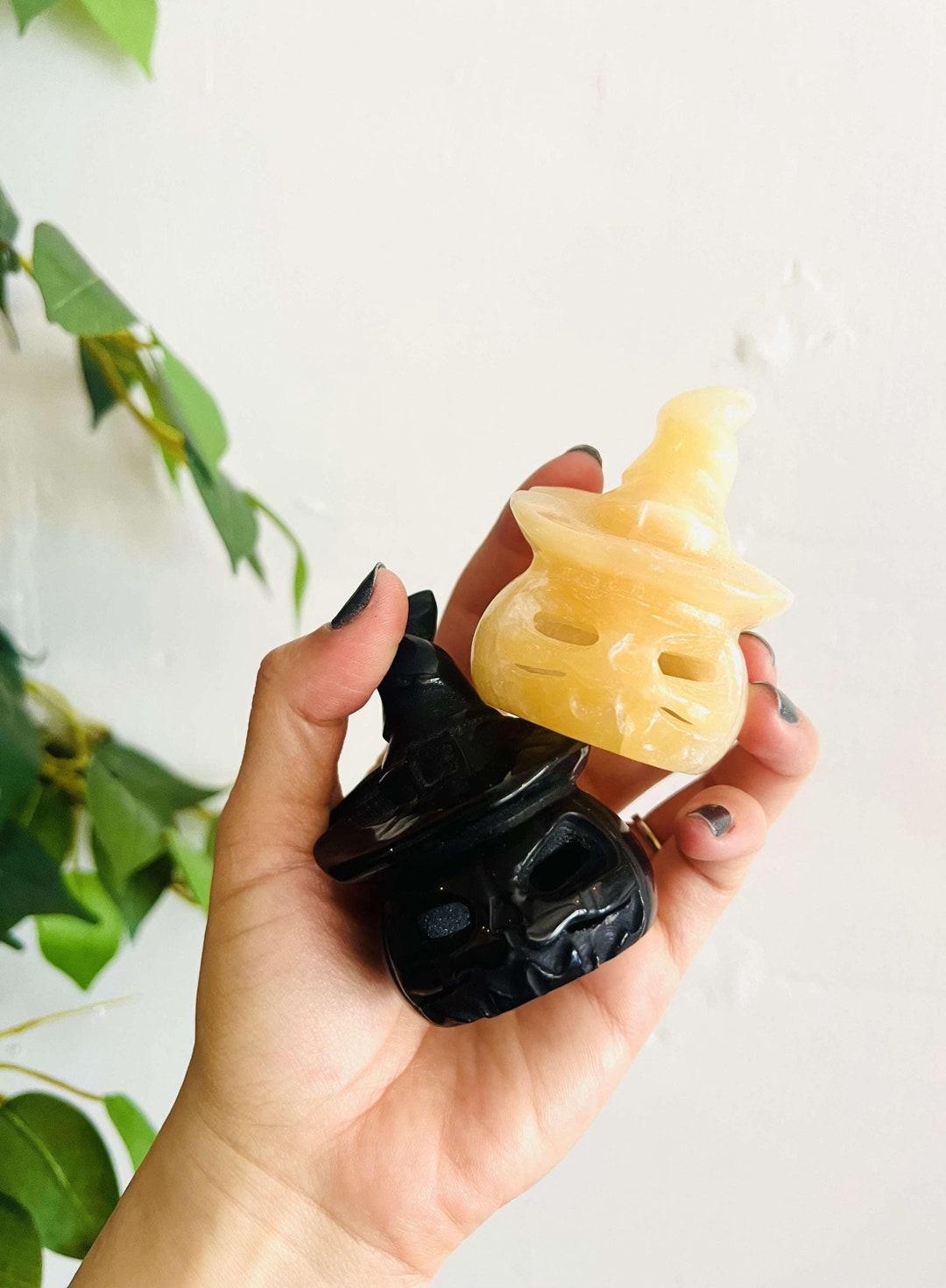 Natural Hand Carved Crystal Pumpkin, Orange Calcite Pumpkin, Obsidian ...