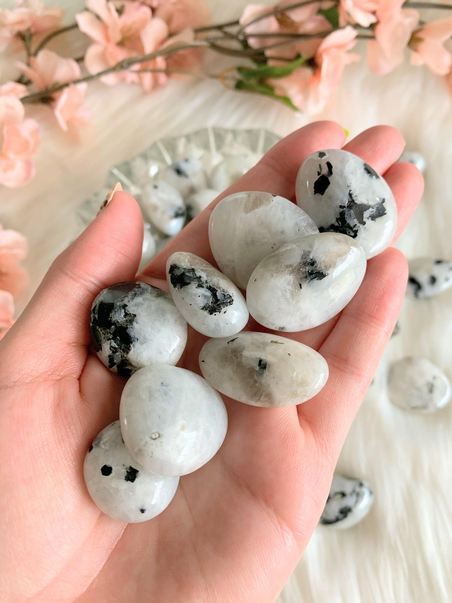 Moonstone Tumbled Stone, Natural Rainbow Moonstone Tumbled Stones ...
