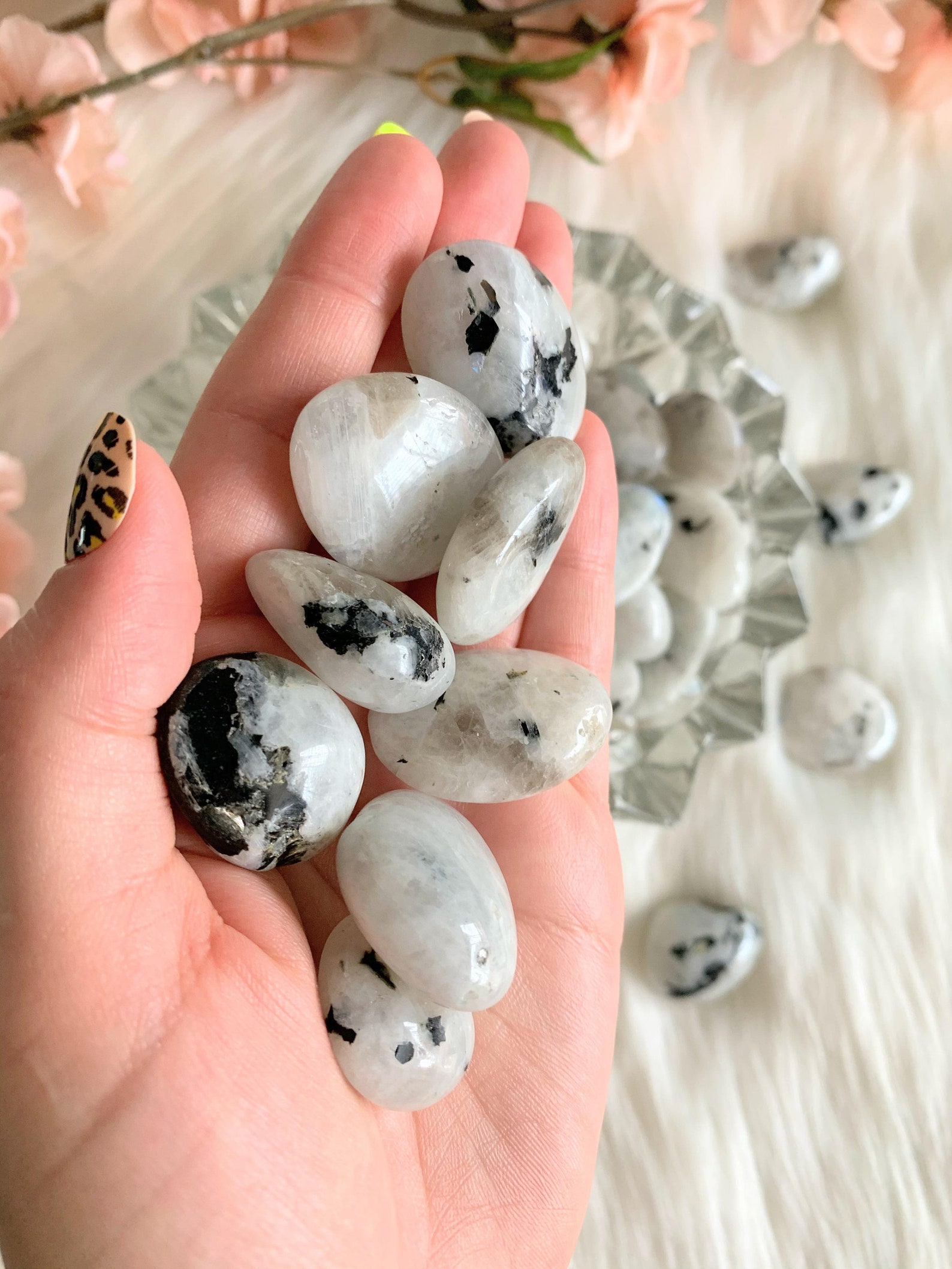 Moonstone Tumbled Stone, Natural Rainbow Moonstone Tumbled Stones ...