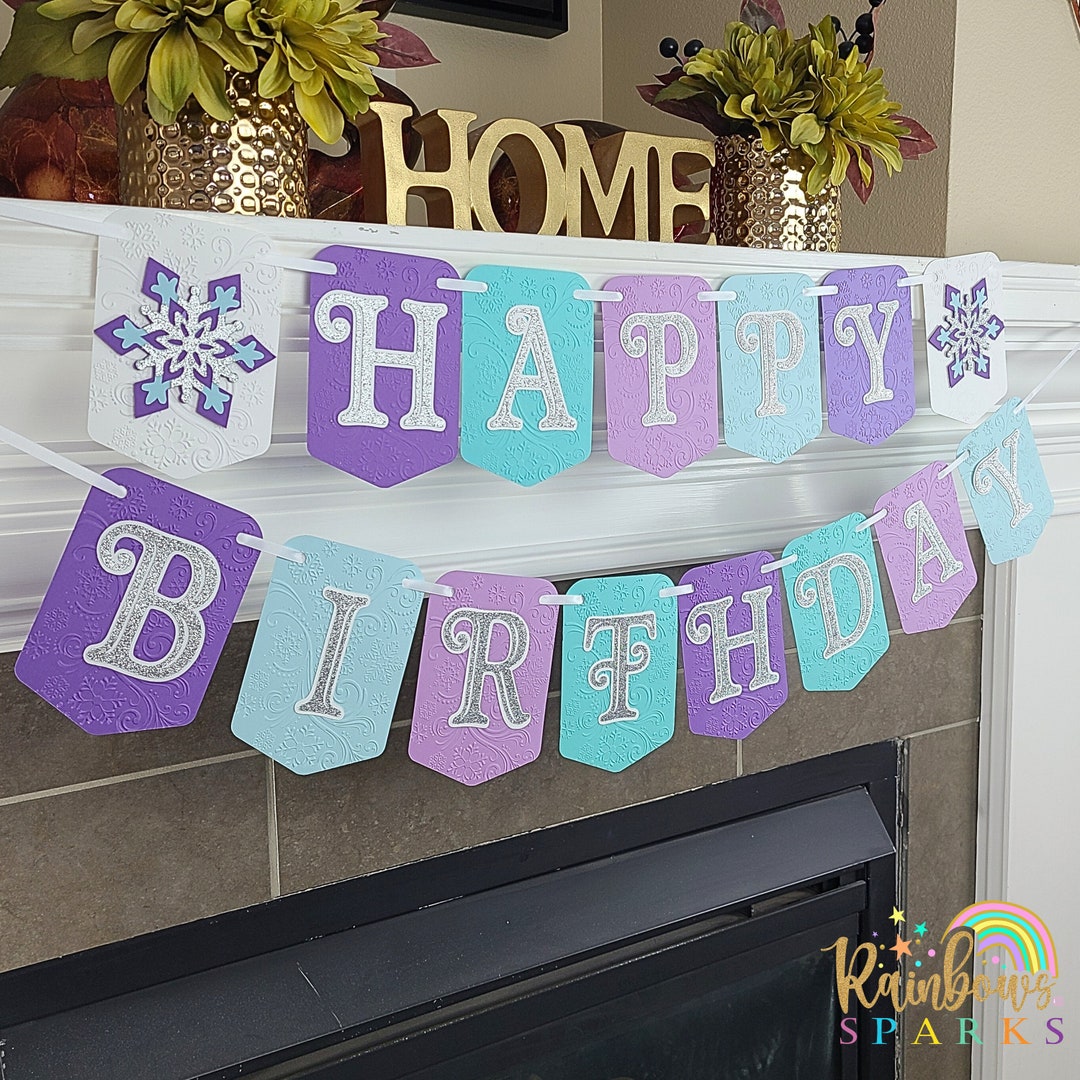 Winter Wonderland Happy Birthday Banner, Winter Onederland Birthday ...