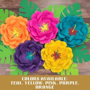Luau Paper Flowers, Tropical Paper Flowers, Hawaiian Paper Flowers ...