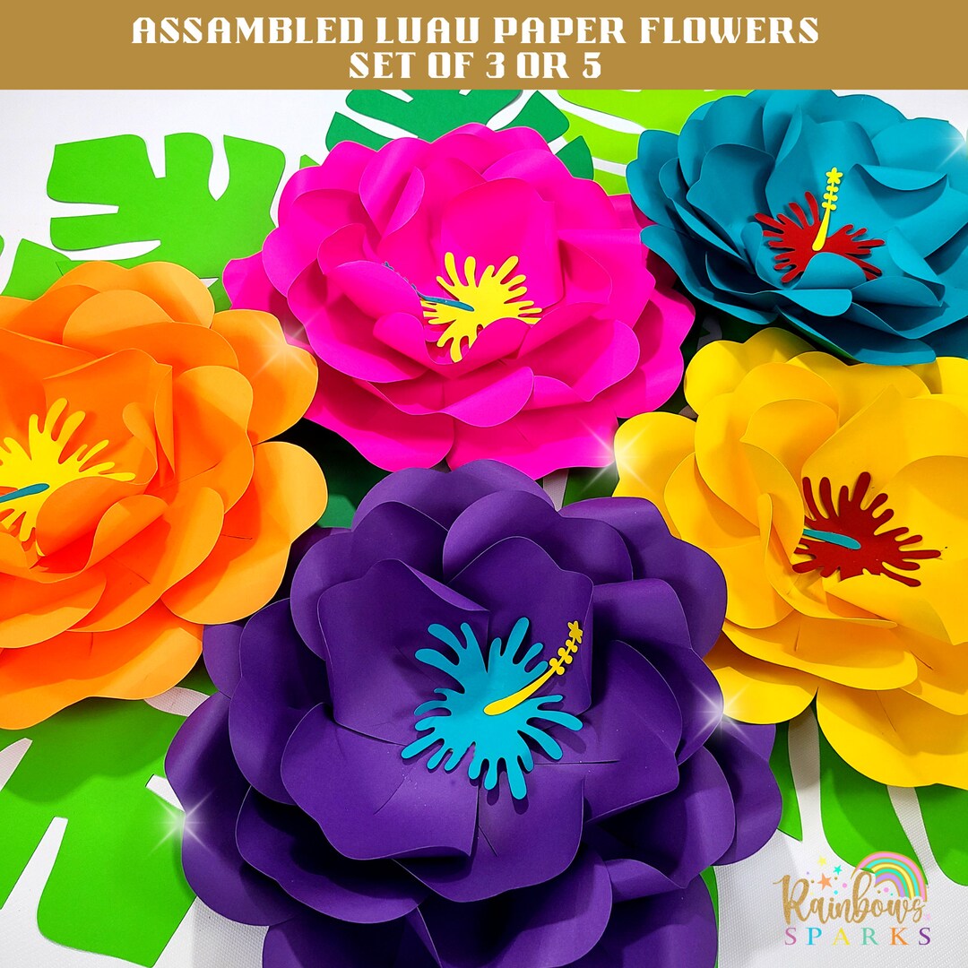 Luau Paper Flowers, Tropical Paper Flowers, Hawaiian Paper Flowers ...
