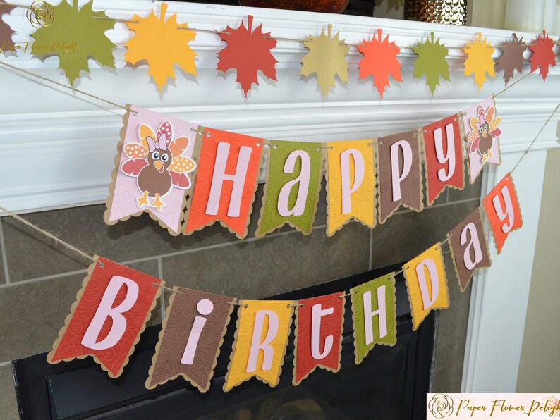 Girl Fall Birthday Banner, Turkey Birthday Banner, Little Turkey Banner ...