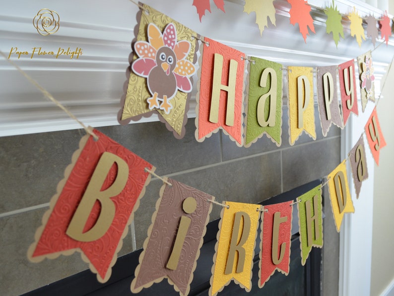 Turkey Birthday Banner Thanksgiving Happy Birthday Banner | Etsy