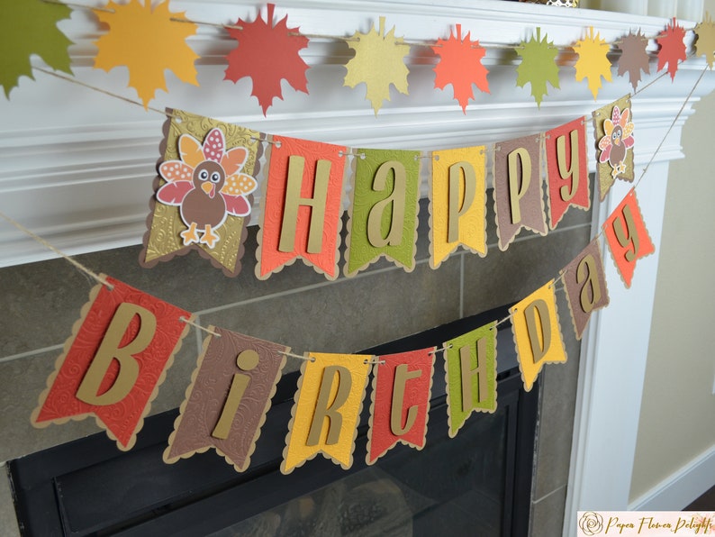 Turkey Birthday Banner Thanksgiving Happy Birthday Banner - Etsy