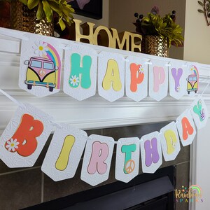 Groovy Happy Birthday Banner, Groovy Birthday Decor, Retro Banner ...