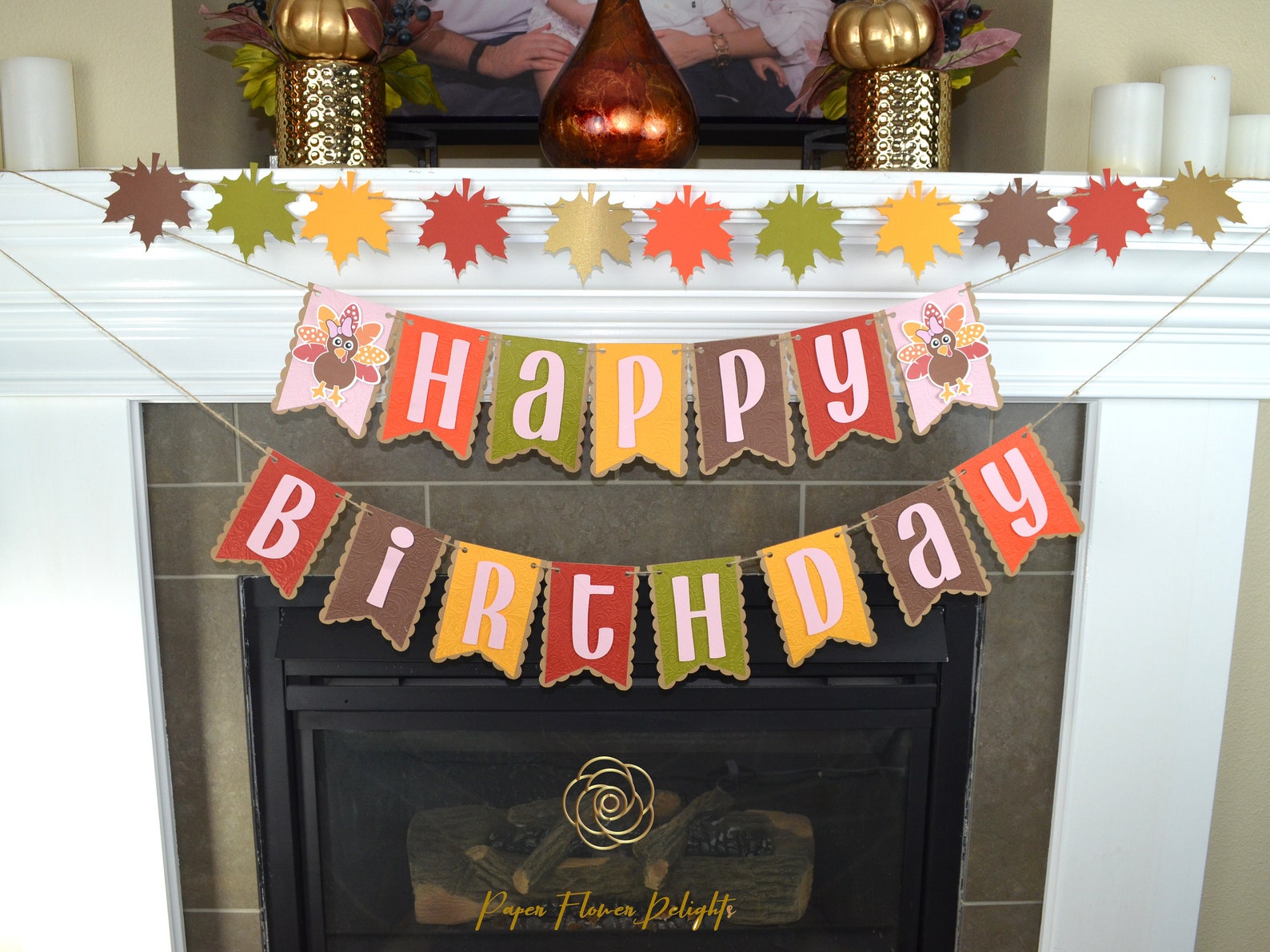 Girl Fall Birthday Banner, Turkey Birthday Banner, Little Turkey Banner ...