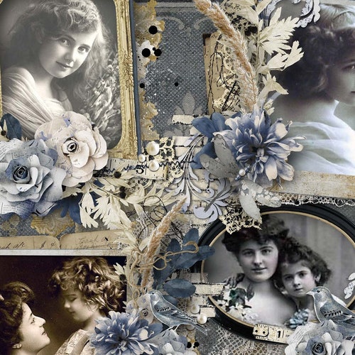 Digital Scrapbook Clusters Vintage Digital Frame Clusters | Etsy