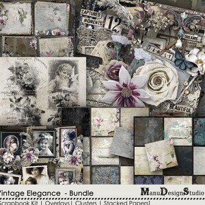 Bundle of 5 Vintage Digital Scrapbook Graphics Bundle, Printable ...