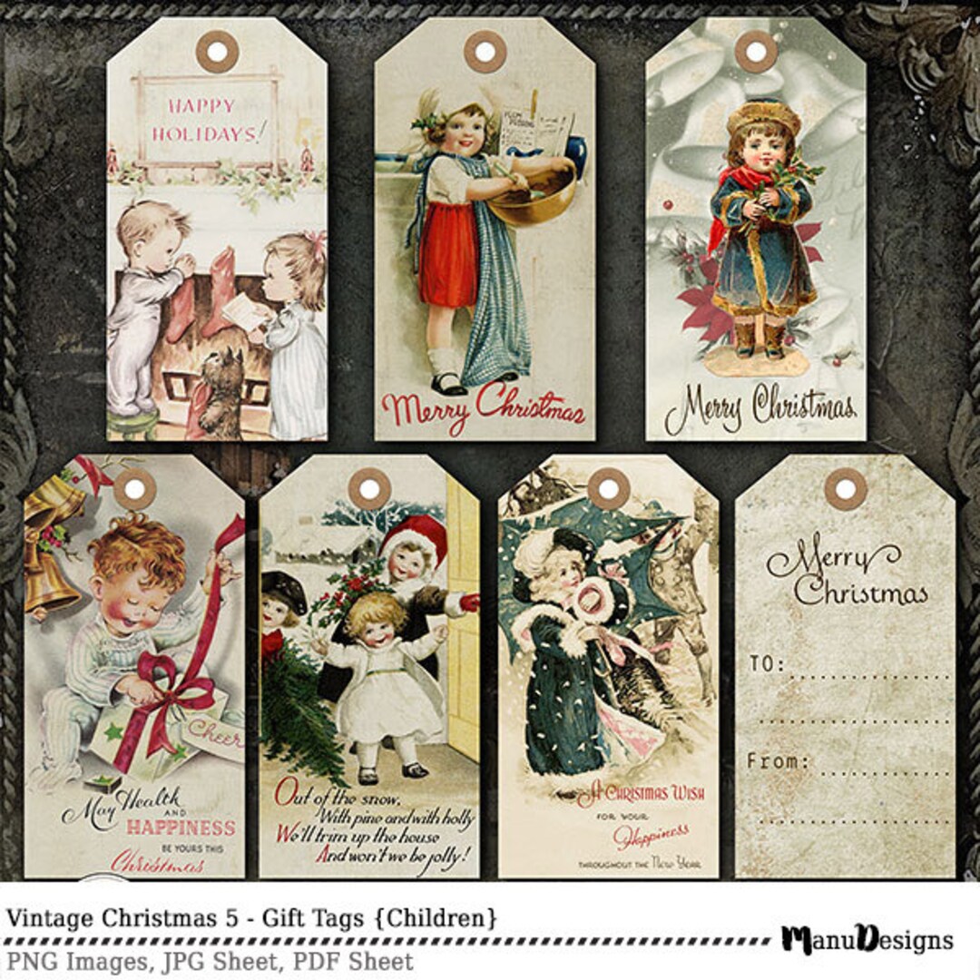 Digital Christmas Tags, Printable Christmas Tags, Vintage Christmas ...