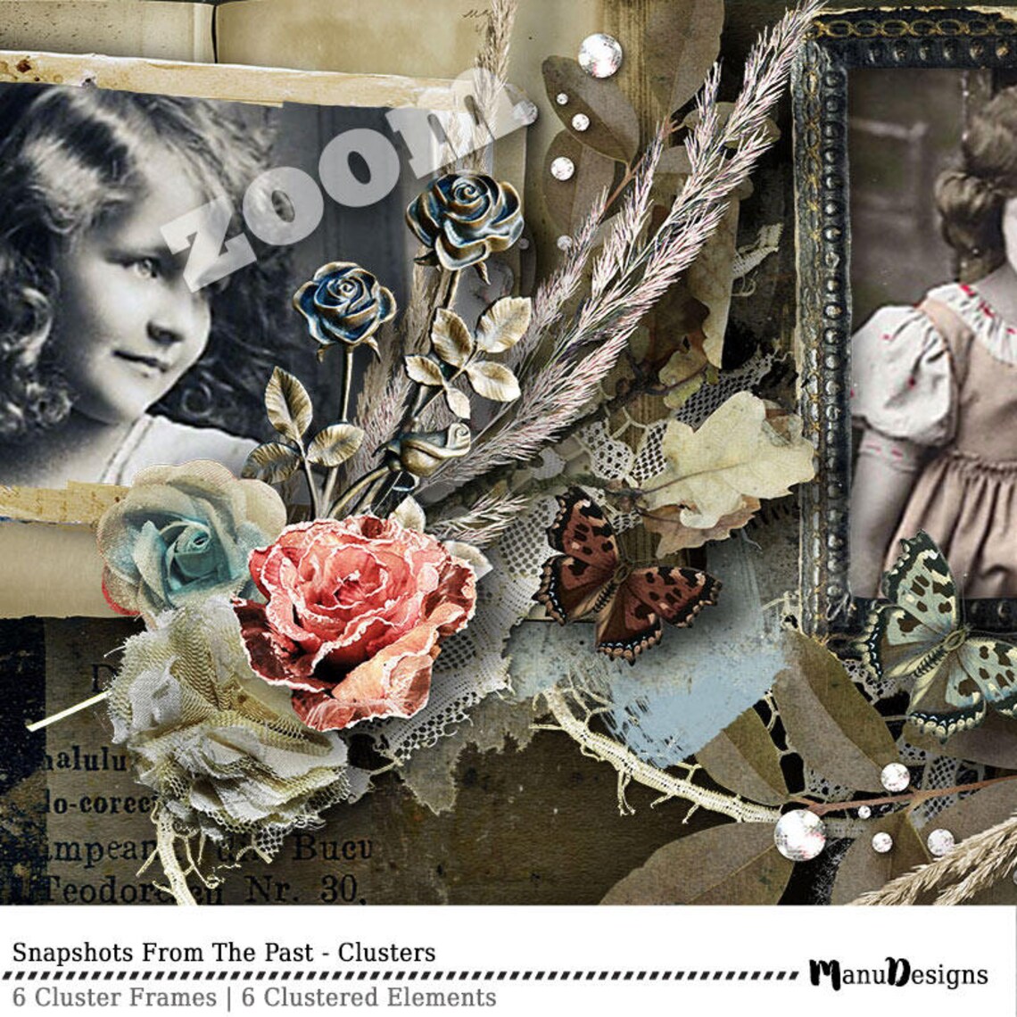 Digital Scrapbook Clusters Vintage Digital Frame Digital | Etsy