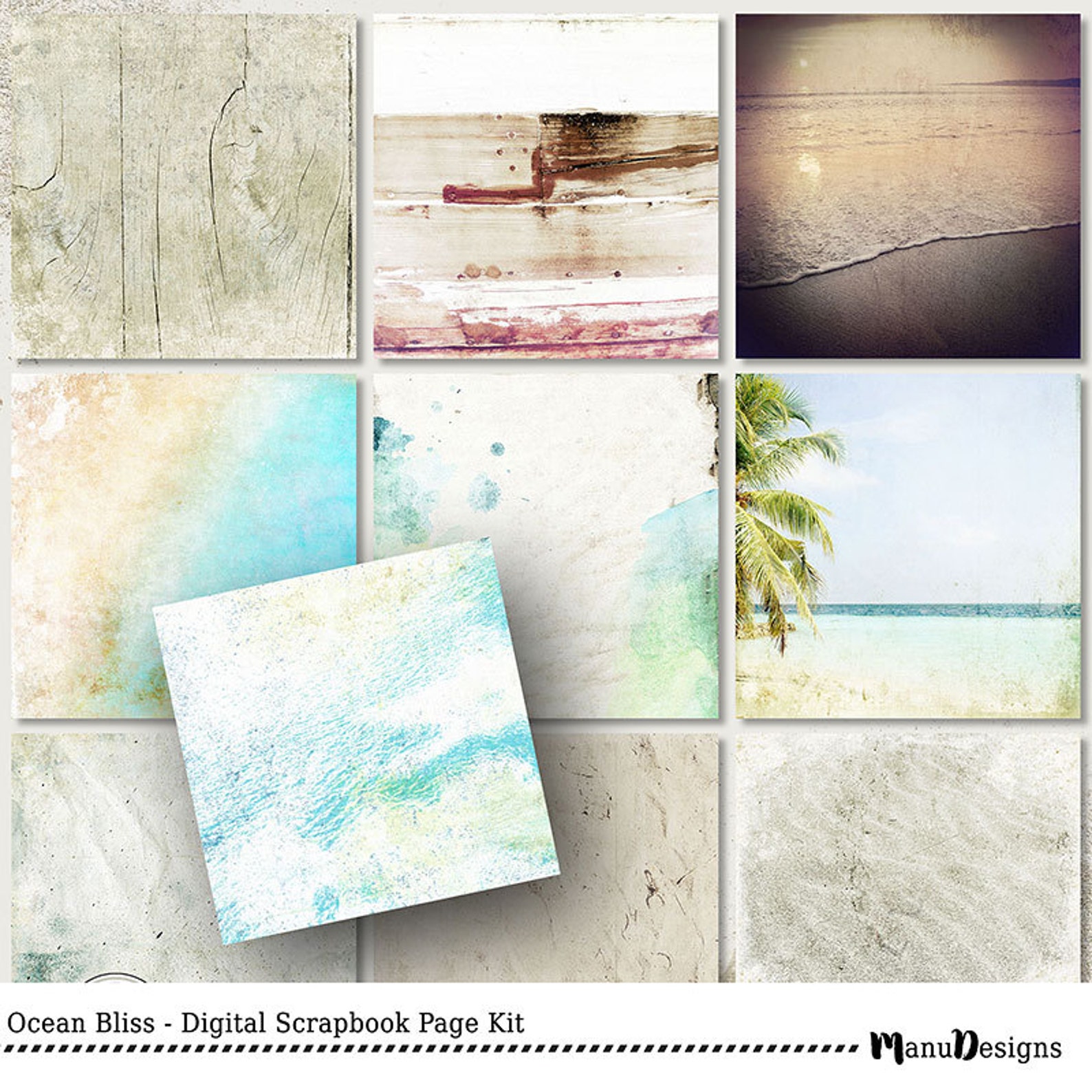 Summer, Digital Scrapbook Kit, Summer Backgrounds, Summer Digital ...