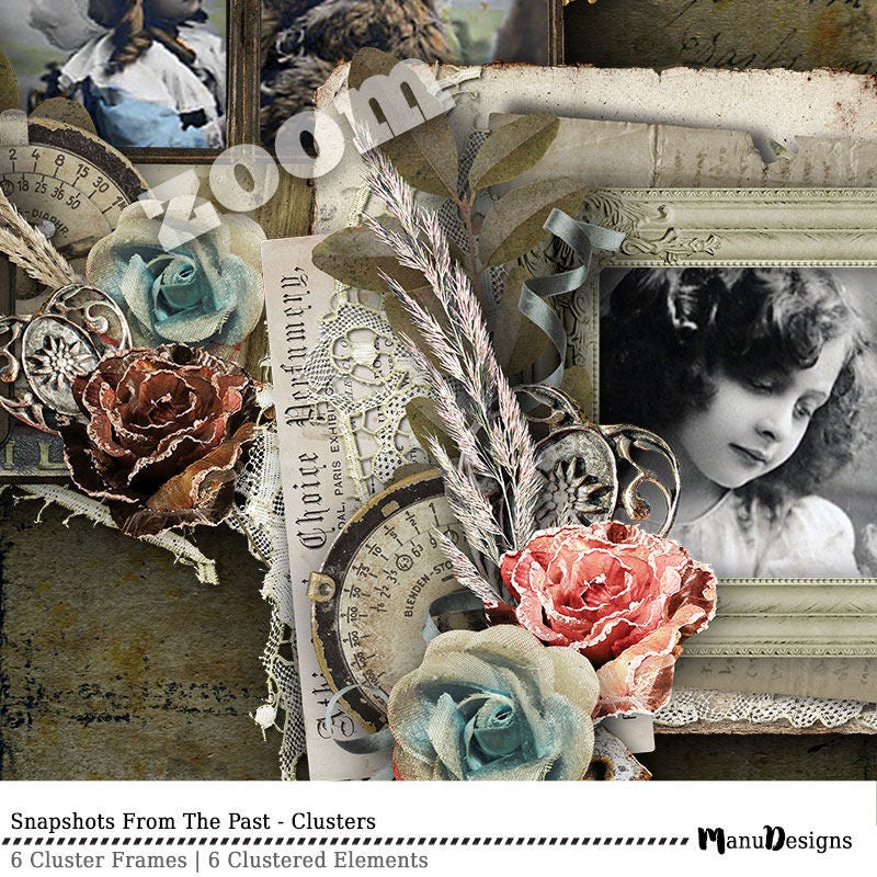 Digital Scrapbook Clusters Vintage Digital Frame Digital | Etsy