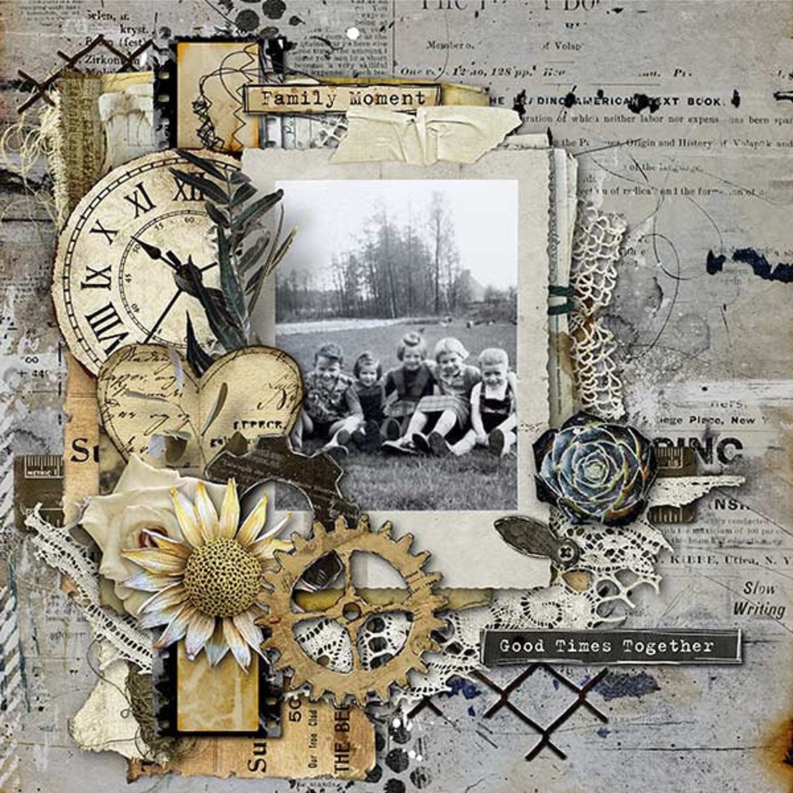 Vintage Premade Digital Scrapbook Pages 12x12 Enduring - Etsy