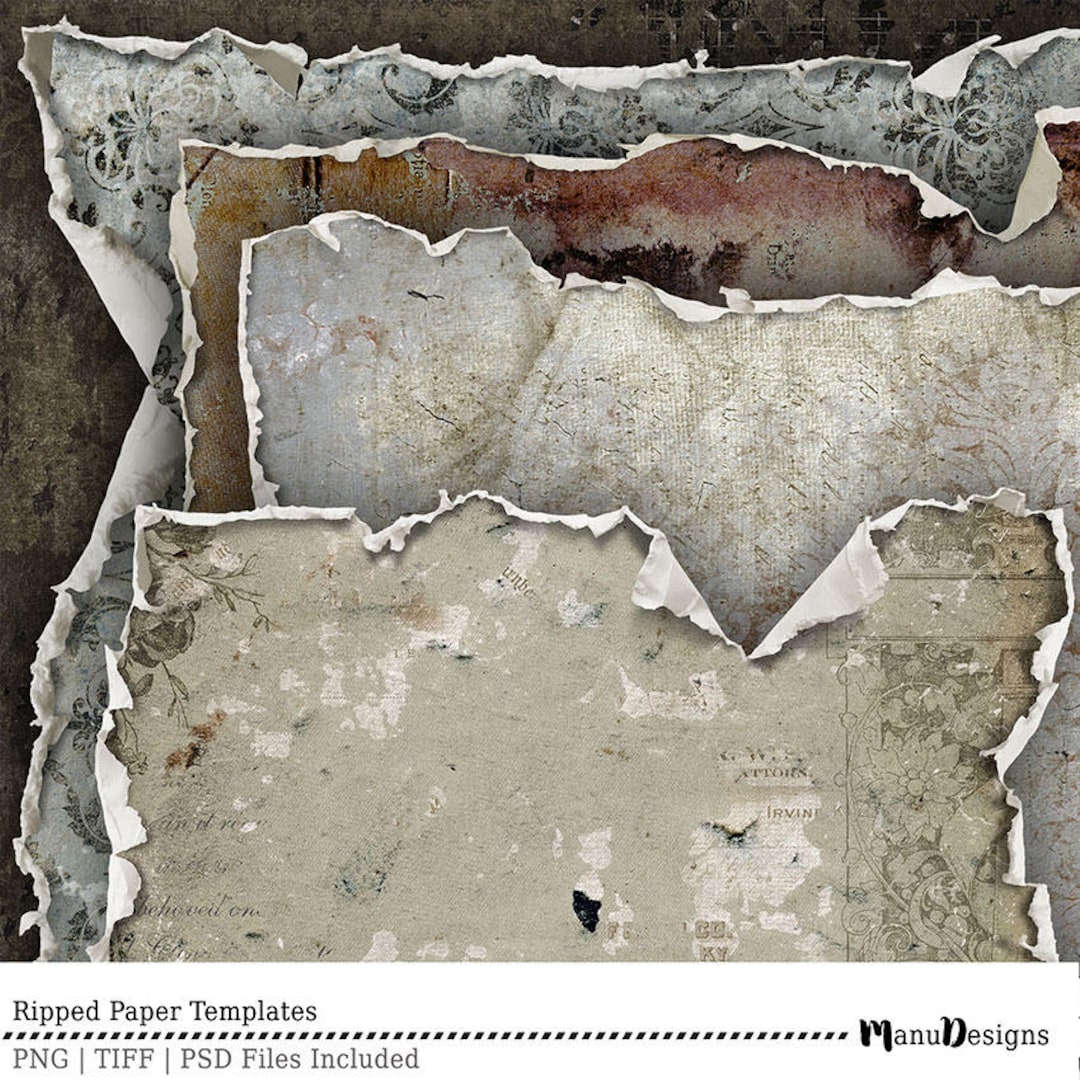 Ripped Digital Papers, Torn Paper Overlays, Torn Digital Background ...