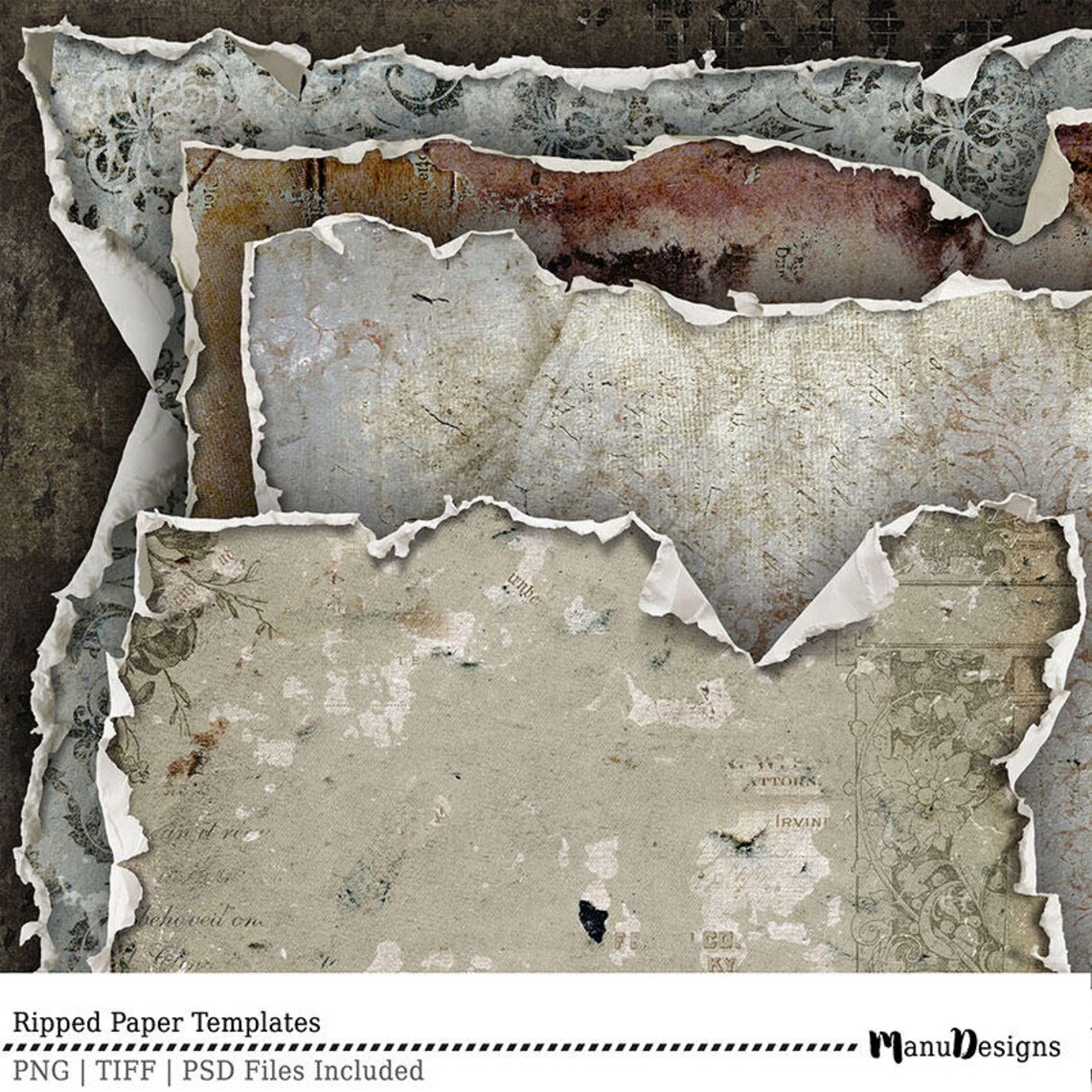 Ripped Digital Papers Torn Paper Overlays Torn Digital - Etsy