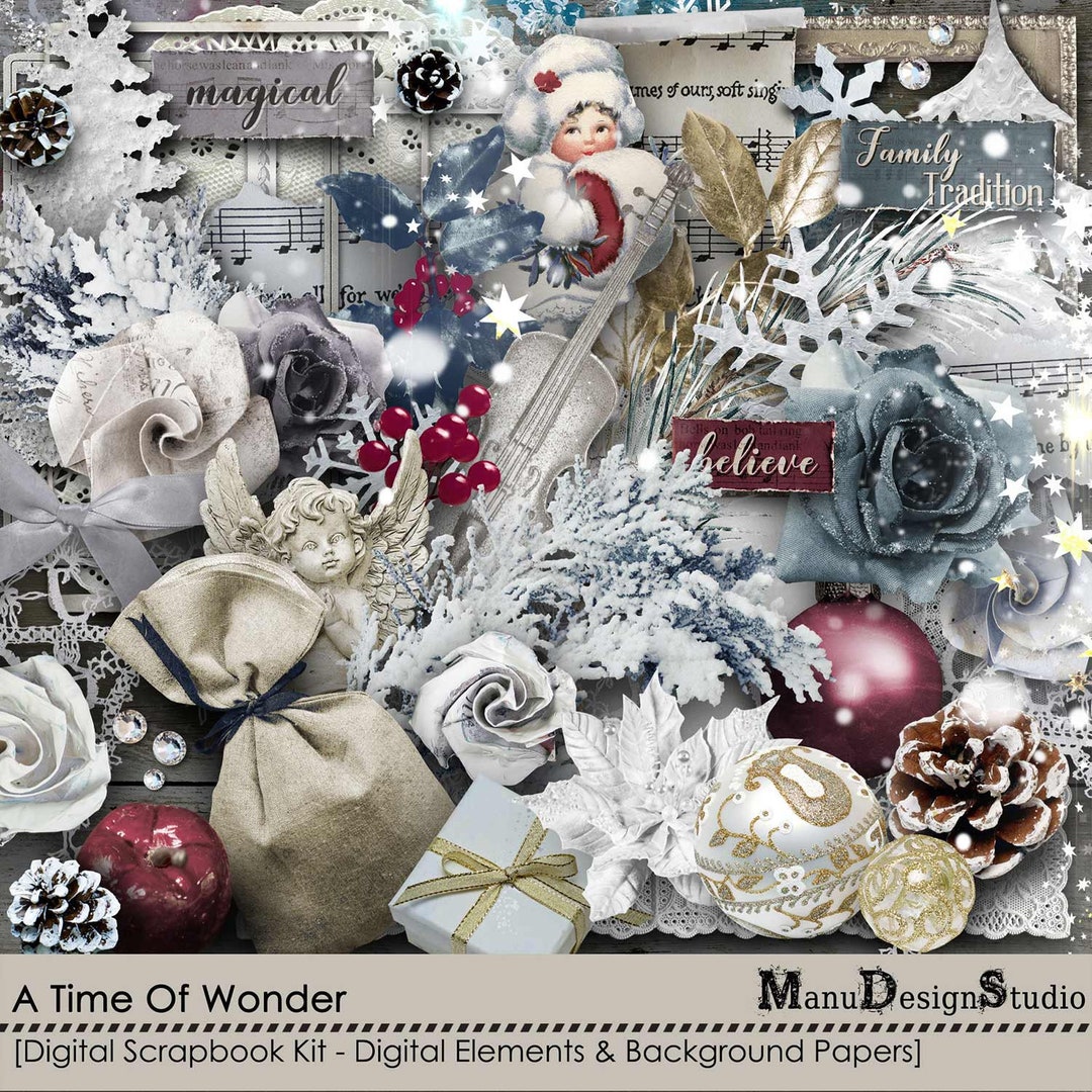 Christmas Digital Scrapbook Kit - A Time of Wonder - Etsy