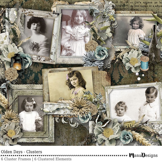 Vintage Digital Frame Digital Scrapbook Clusters Digital - Etsy