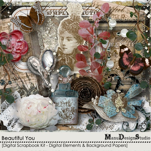 Vintage Style Digital Scrapbook Kit Digital Papers Shabby - Etsy
