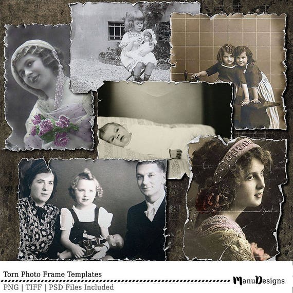 Torn Digital Photo Frames Ripped Photos Torn and Worn Frame | Etsy