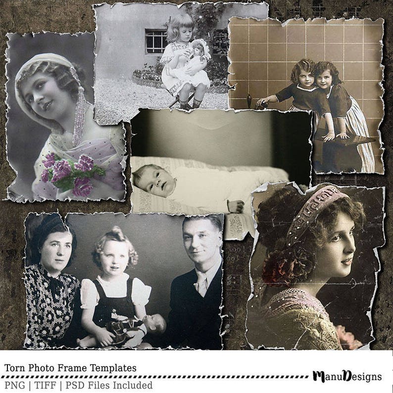 Torn Digital Photo Frames Ripped Photos Torn and Worn Frame | Etsy