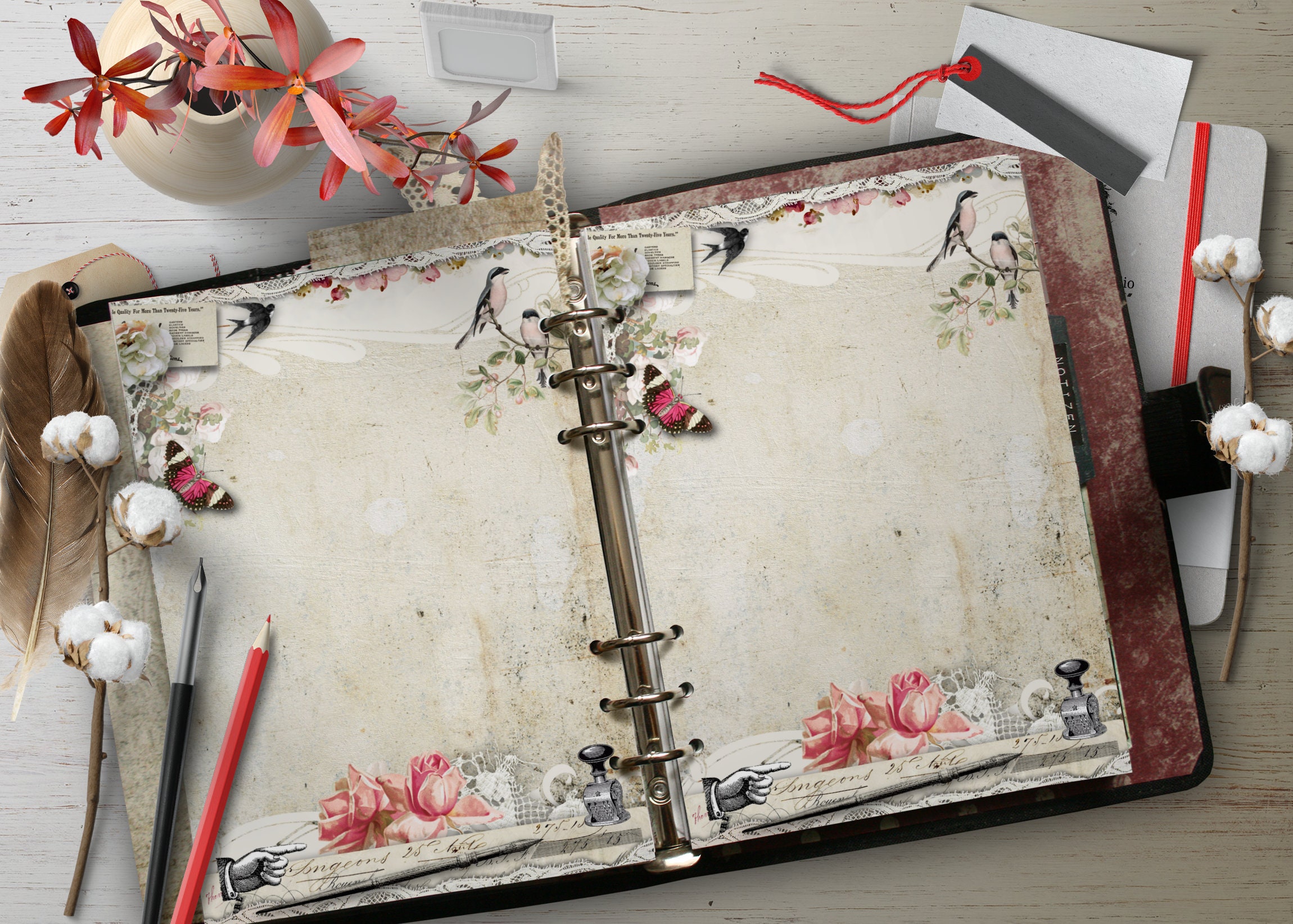 A5 Vintage Style Blank Notes Printable Planner Pages Planner - Etsy