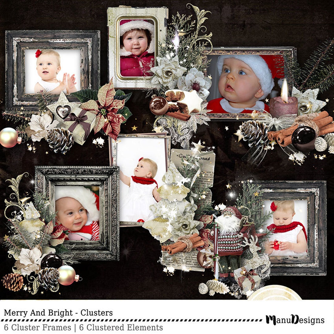 Digital Scrapbook Clusters, Christmas Clusters Frames, Digital Clusters ...