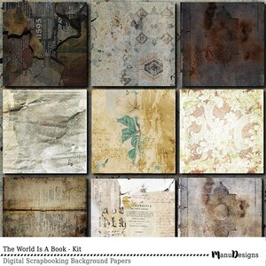 Digital Paper Pack, Scrapbook Paper, Printable Paper, Shabby Digital ...